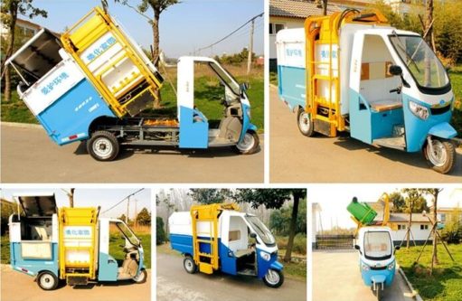 Electric three wheel Hanging bucket garbage truck for sale